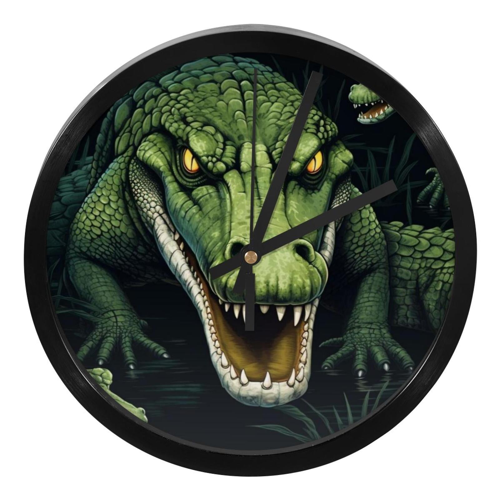 Crocodile 9.8 Inch Round Digital Wall Clock - Silent Non-Ticking ...