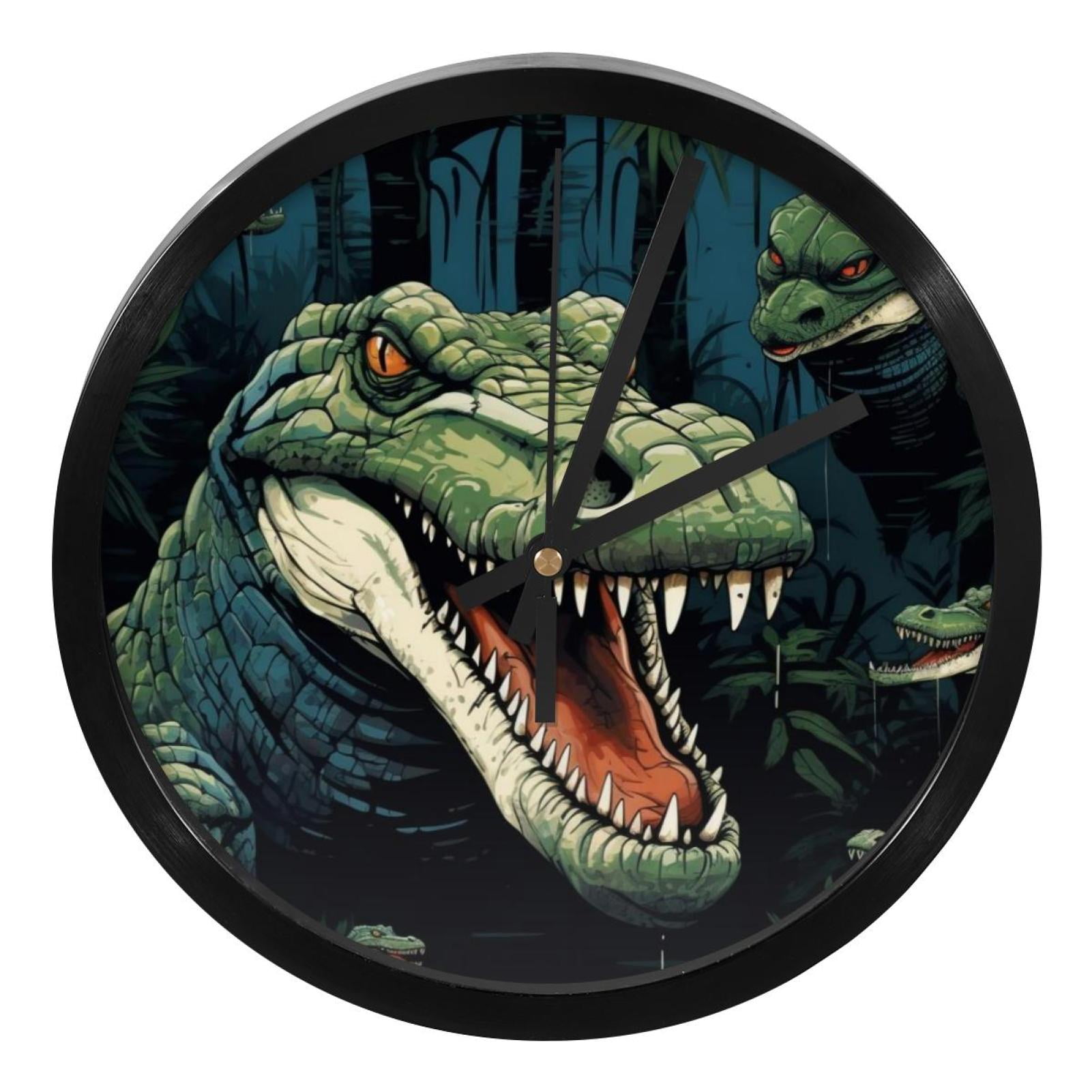 Crocodile 9.8 Inch Round Digital Wall Clock - Silent Non-Ticking ...