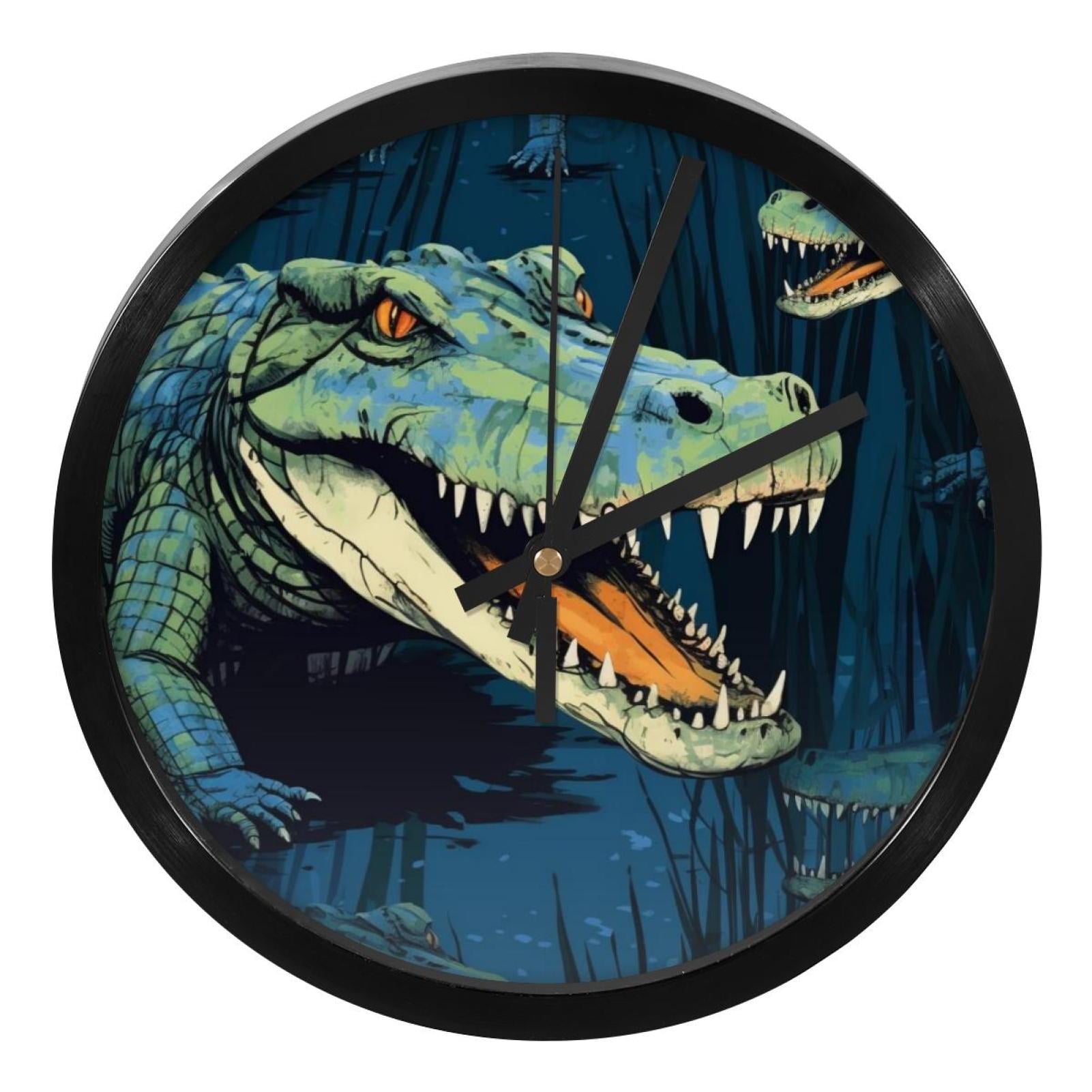Crocodile 9.8 Inch Silent Non-Ticking Round Digital Wall Clock, Battery ...