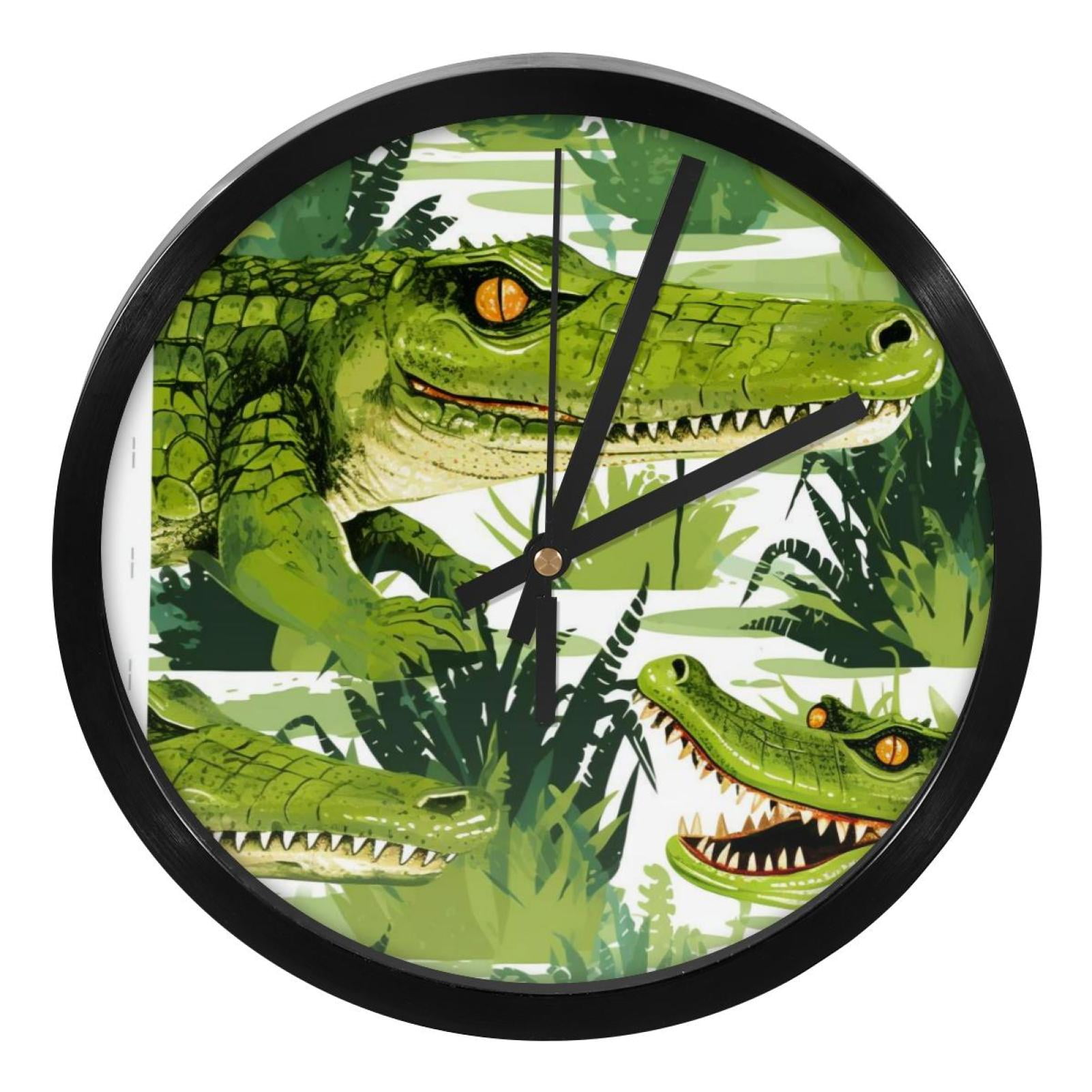 Crocodile 9.8 Inch Silent Round Wall Clock - Battery Operated Digital ...