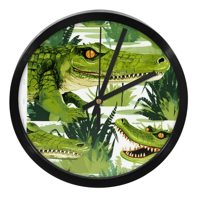 Crocodile 9.8 Inch Silent Round Wall Clock - Battery Operated Digital ...