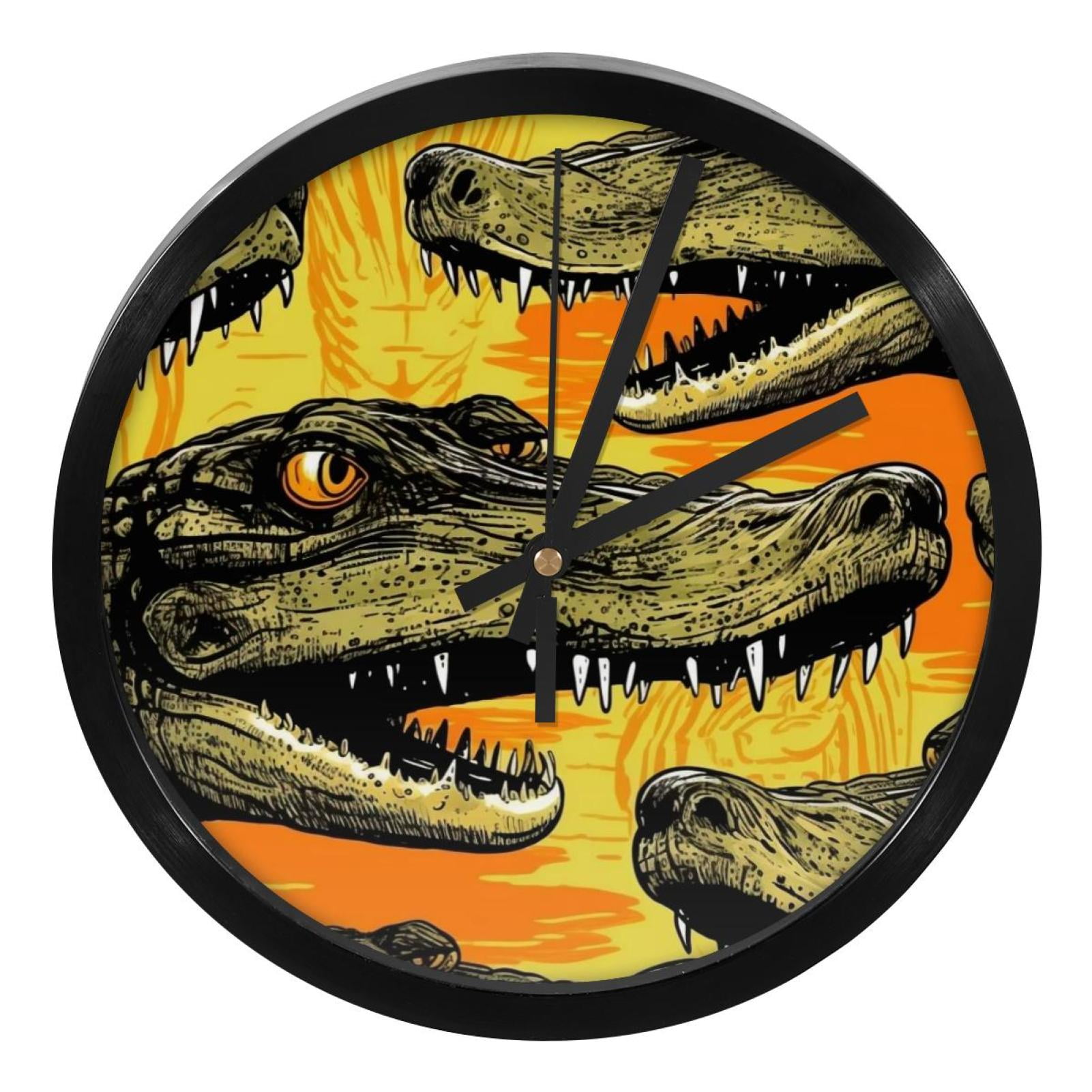 Crocodile 9.8 Inch Silent Round Wall Clock - Battery Operated Digital ...