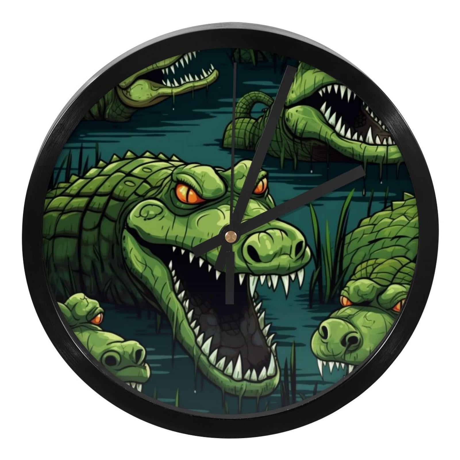 Crocodile 9.8 Inch Silent Wall Clock, Round Digital Battery Operated ...