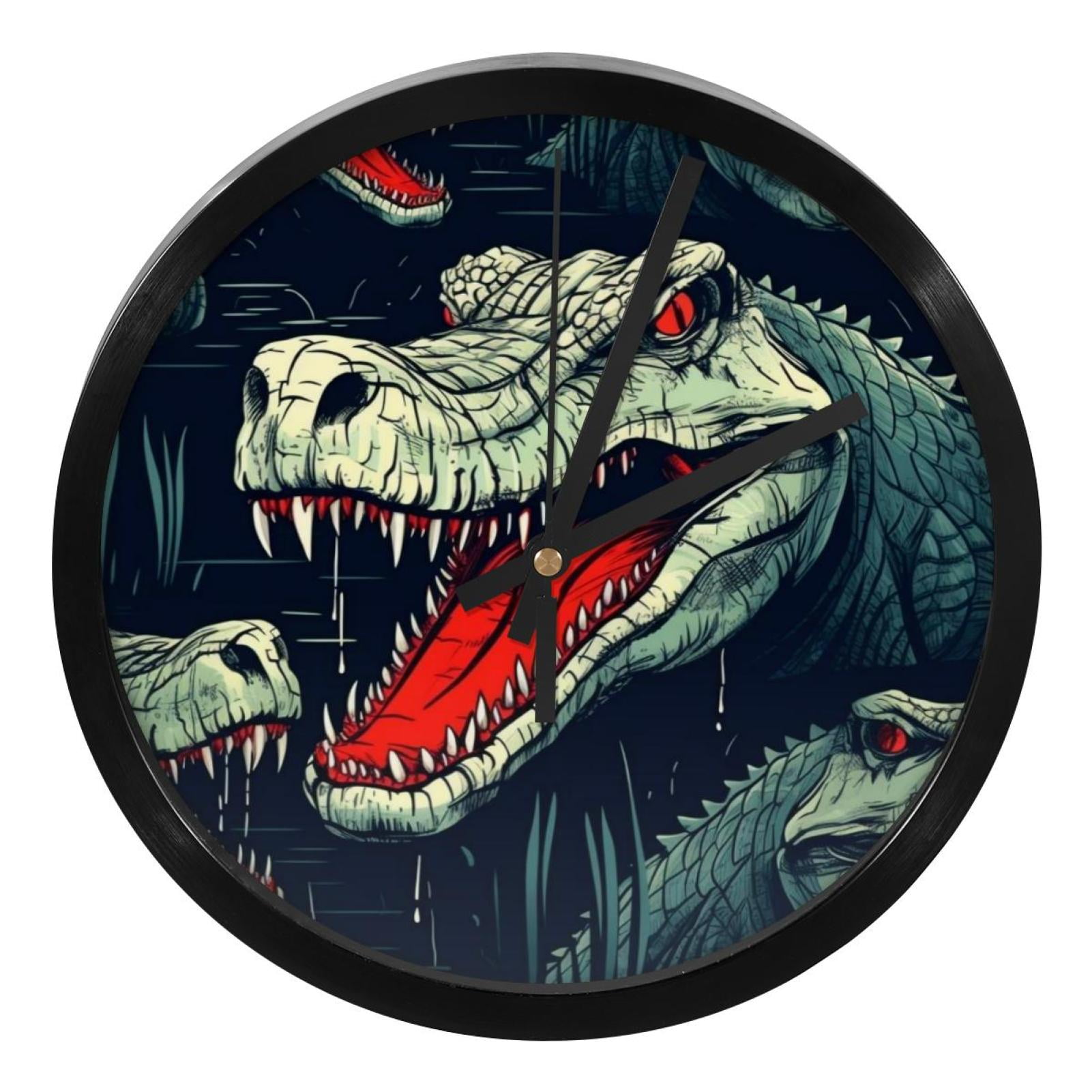 Crocodile 9.8 Inch Silent Wall Clock, Round Digital Battery Operated ...