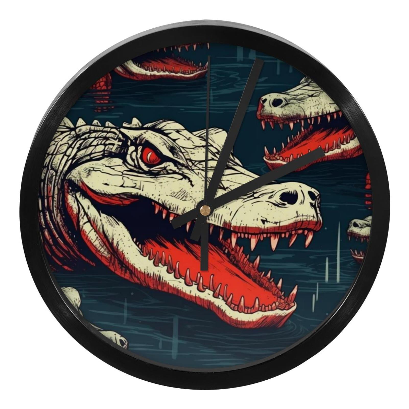 Crocodile 9.8 Inch Silent Wall Clock, Round Digital Battery Operated ...