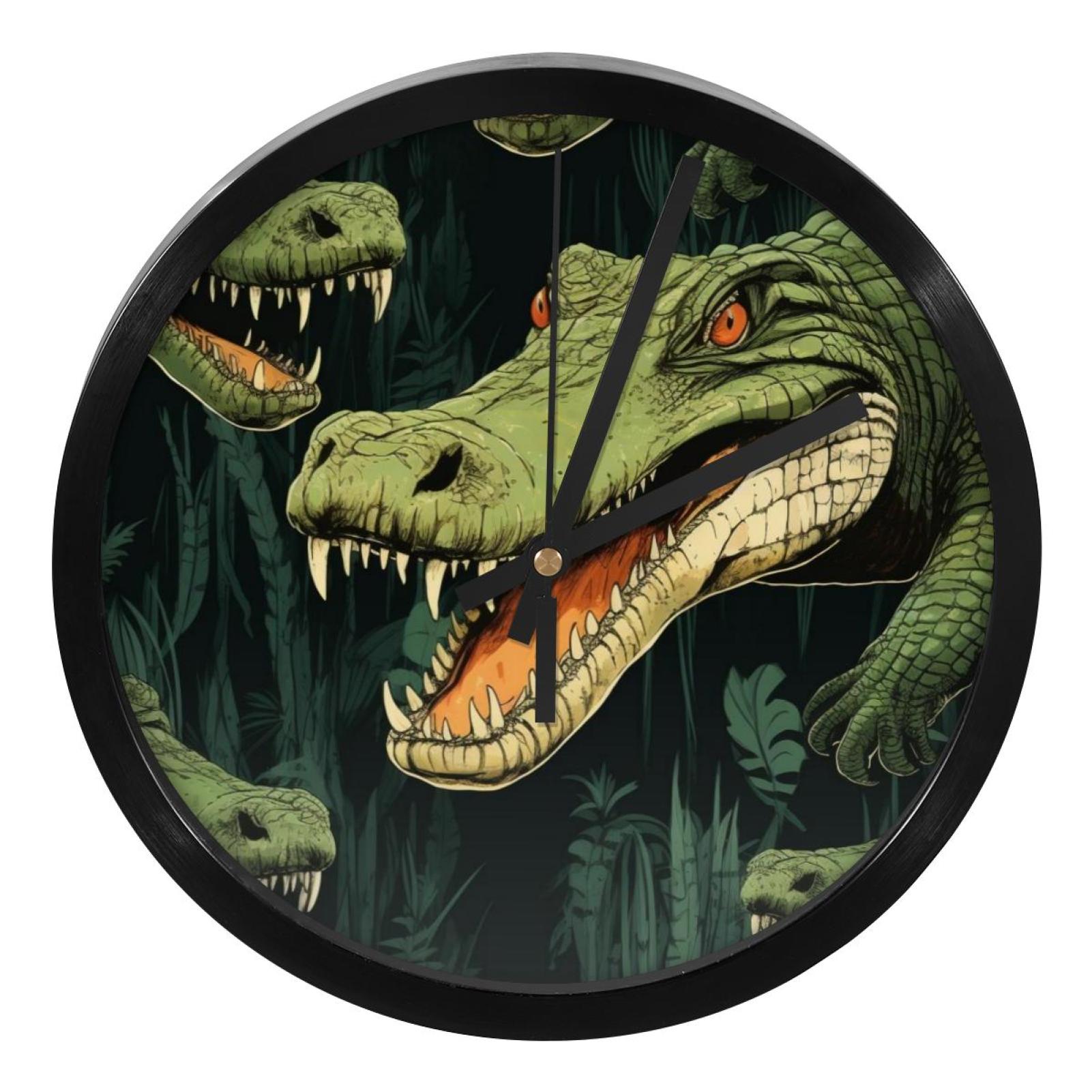 Crocodile 9.8 Inches Silent Wall Clock, Round Digital Battery Operated ...