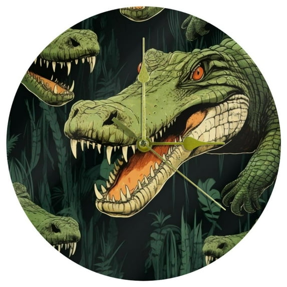 Crocodile Acrylic Circular Wall Clock - Stylish and Durable Timepiece ...