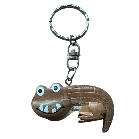 Crocodile Alligator Wood Wooden Key Ring Keychain Ornament Figure ...