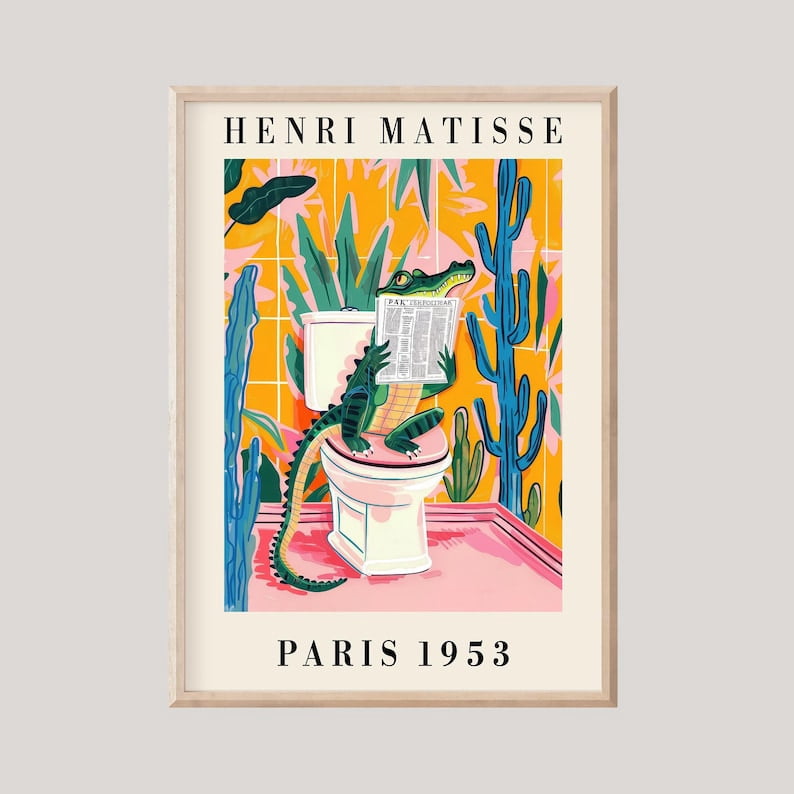 Crocodile Bathroom Wall Art Print, Henri Matisse Bathroom Prints ...