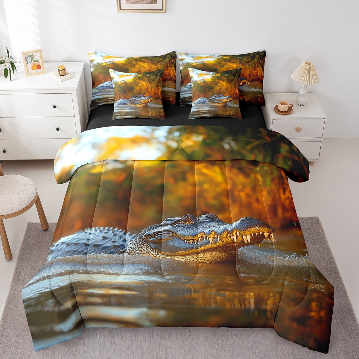 Crocodile Bed in a Bag Queen Comforter Set 7 Piece,Reptile Bedding Sets ...