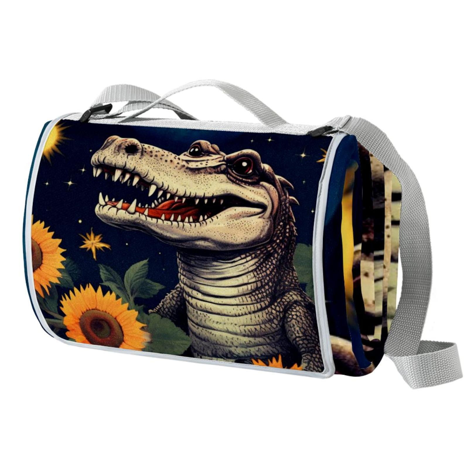 Crocodile Canvas Picnic Mat - Waterproof Outdoor Blanket for Park ...