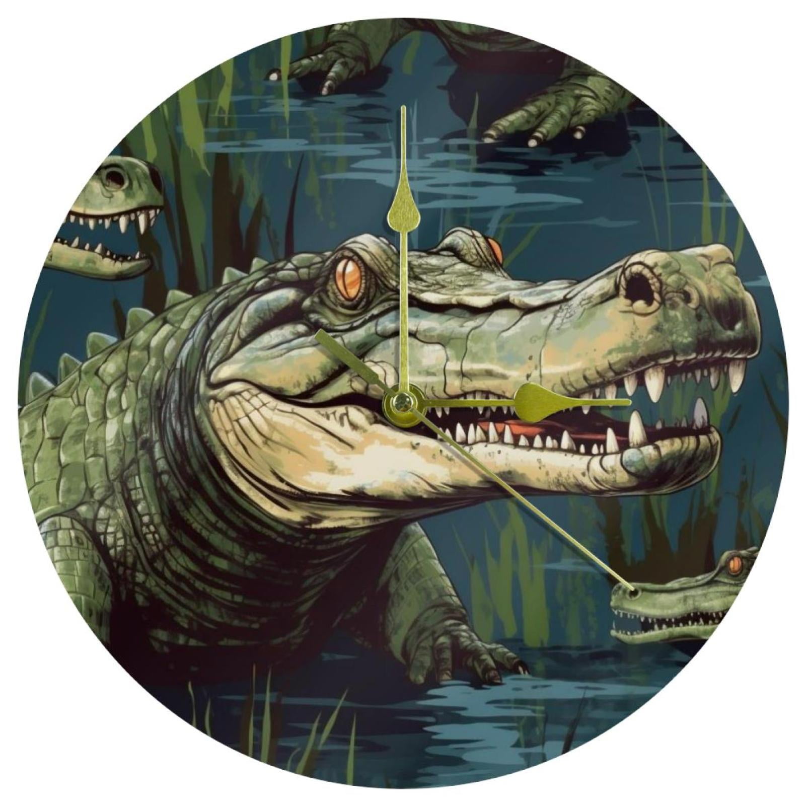 Crocodile Circular Acrylic Wall Clock - Stylish Timepiece for Home ...