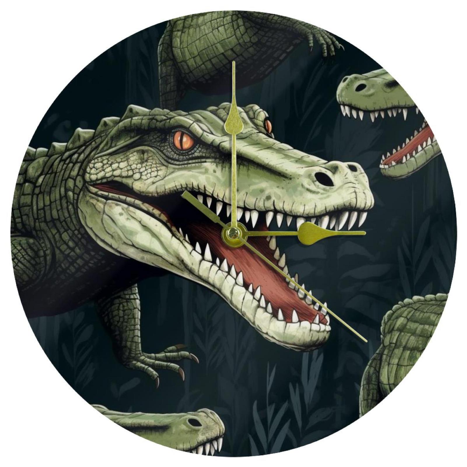 Crocodile Circular Acrylic Wall Clock - Stylish Timepiece for Modern ...