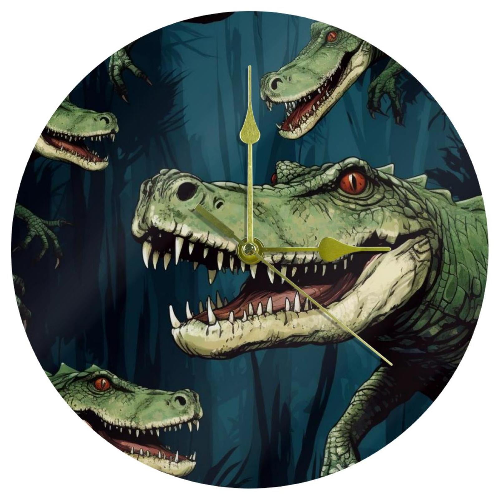 Crocodile Circular Acrylic Wall Clock - Stylish Timepiece for Modern ...