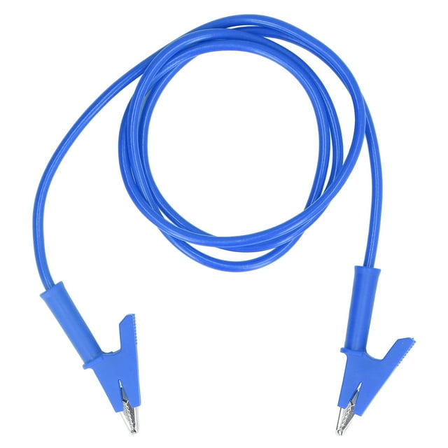 Crocodile Clip Test Lead Dual Ended 10mm Opening Testing Cable Wire For Battery Vehicleblue