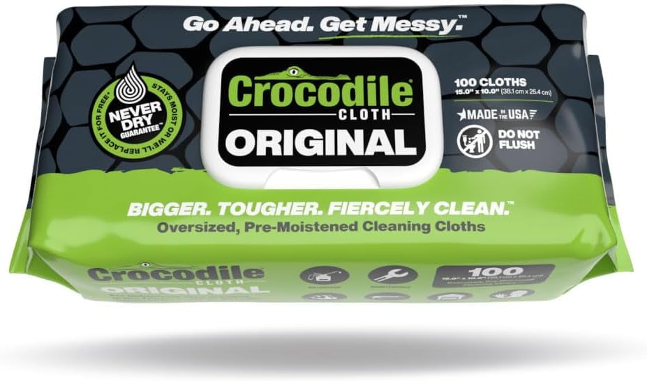 Crocodile Cloth Industrial Hand & Tool Cleaning Wipes - Heavy-Duty 10 ...