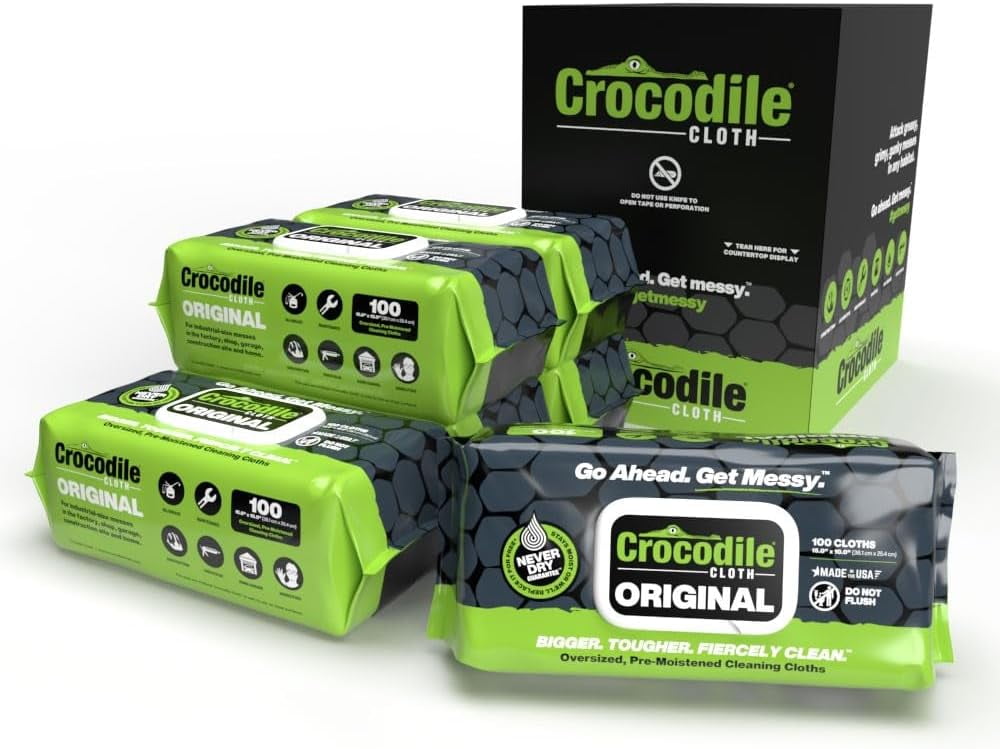 Crocodile Cloth Industrial Hand & Tool Cleaning Wipes - Heavy-Duty 10 ...