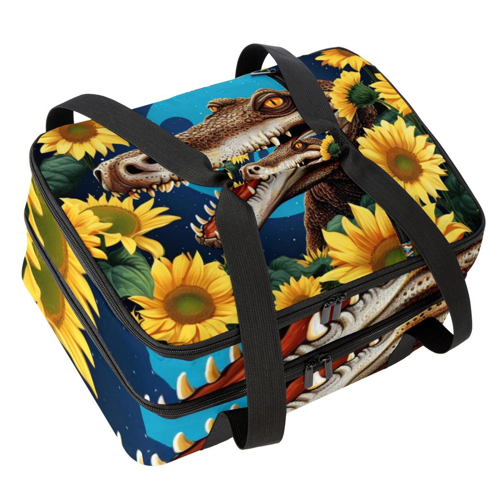 Crocodile Double Layered Insulated Lunch Bag with Two Compartments for ...