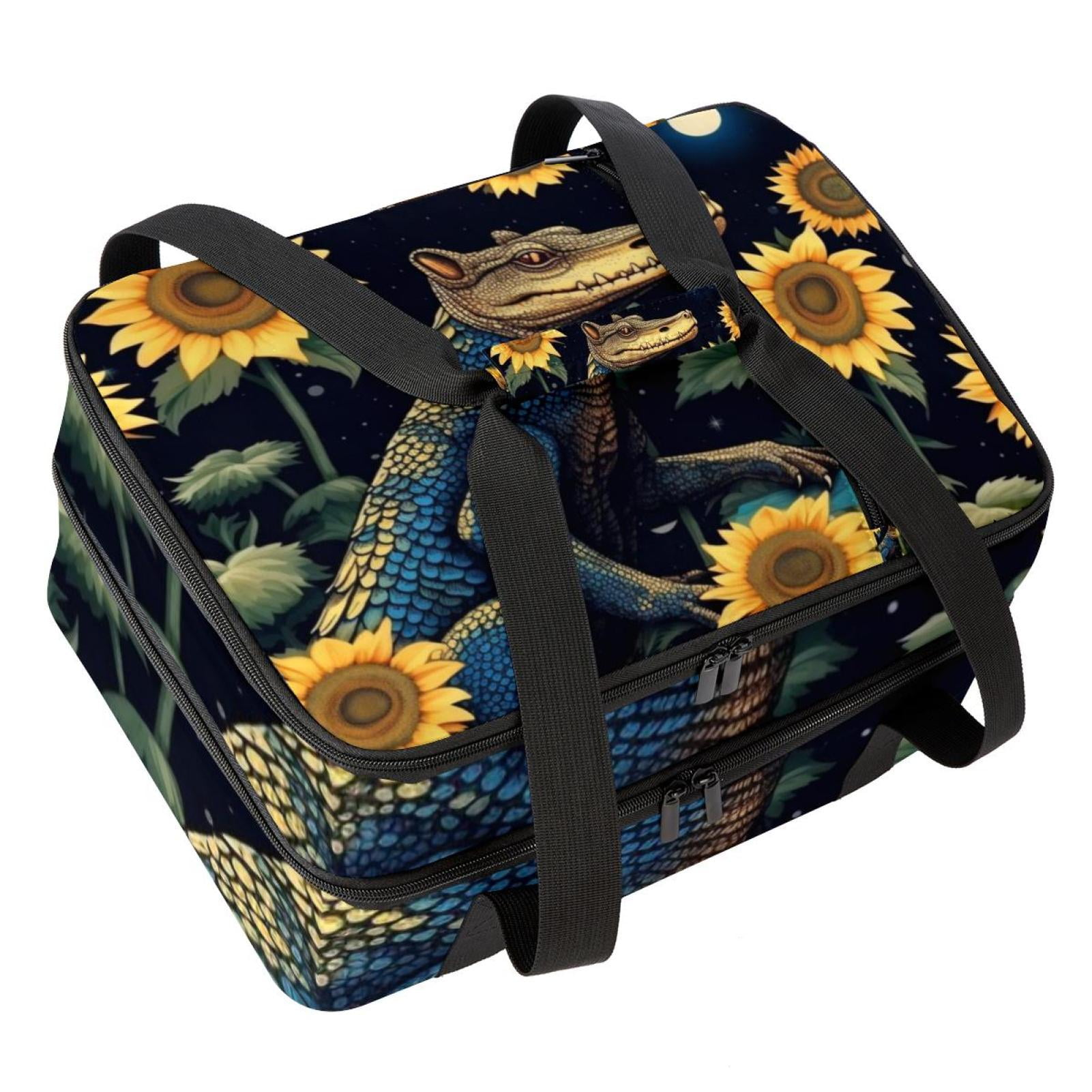 Crocodile Double Layered Insulated Lunch Bag with Two Compartments ...