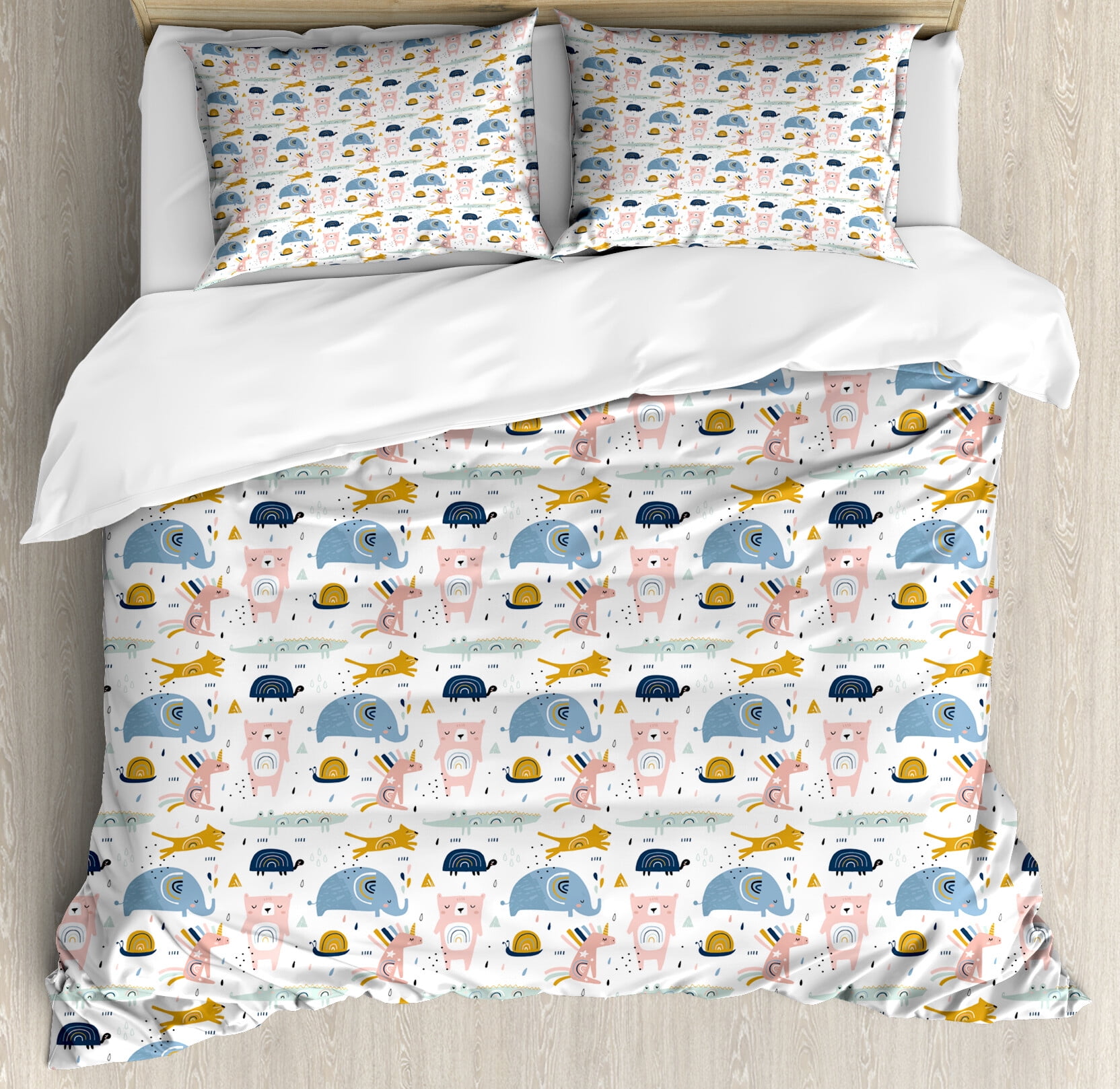 Crocodile Duvet Cover Set, Composition of Funky Creatures with Streaks ...