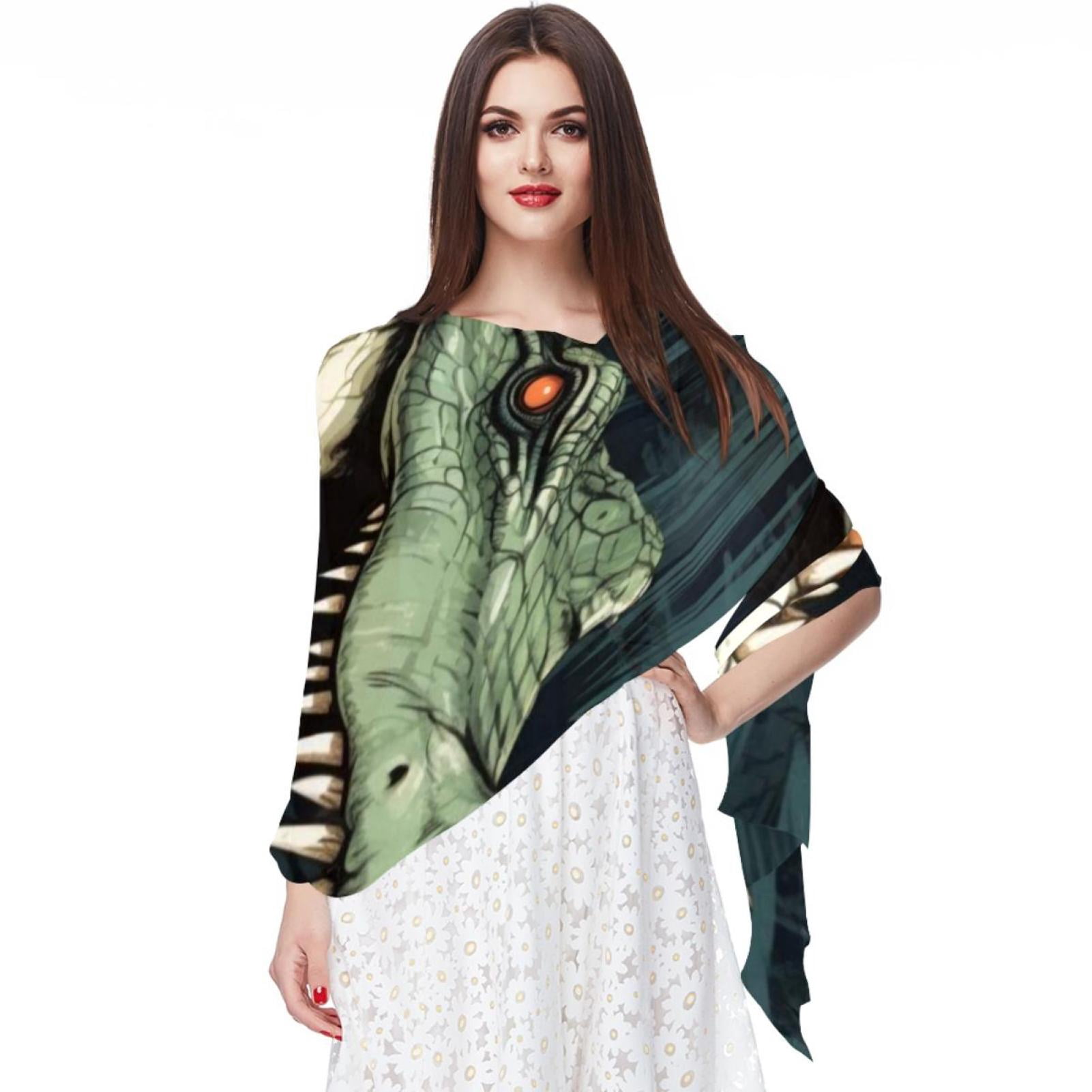 Crocodile Elegant Silk Scarf - Translucent Chiffon Yarn - Lightweight ...