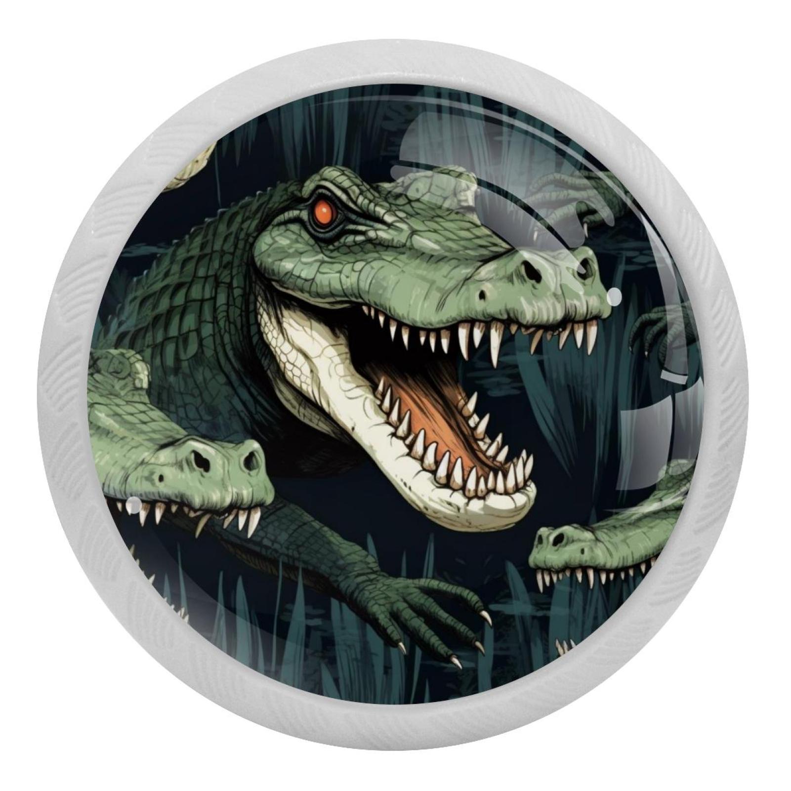 Crocodile Fluorescent Drawer Pulls with Screws - Round 4-Pack, Glow-in ...