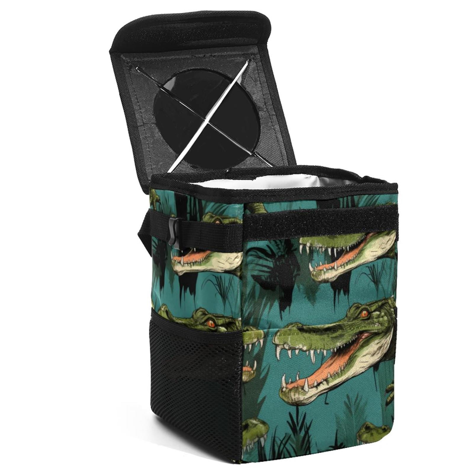 Crocodile Foldable Car Garbage Can with Lid, Leak-Proof Mini Trash Can ...