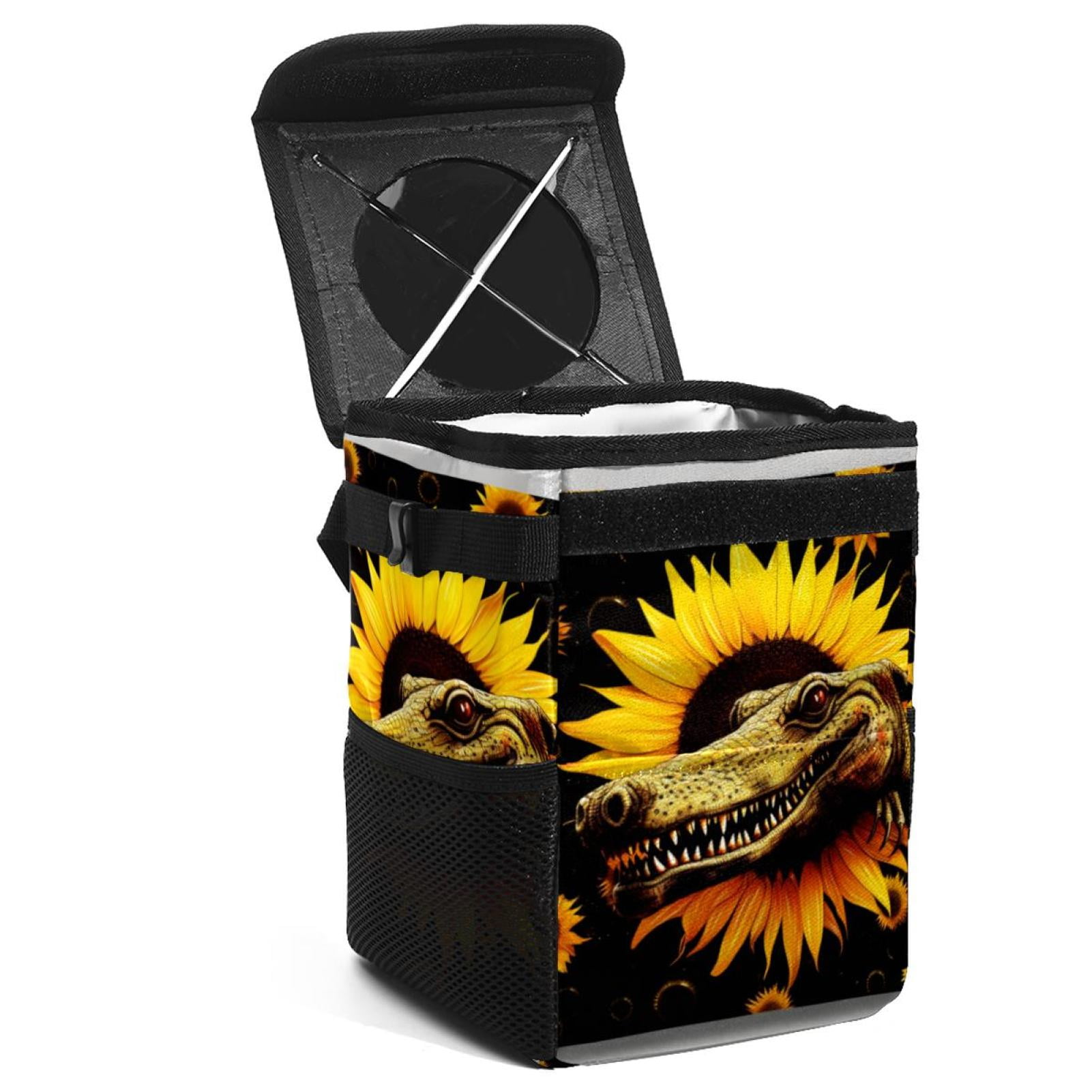 Crocodile Foldable Car Trash Bin with Lid, Leak-Proof Hanging Storage ...