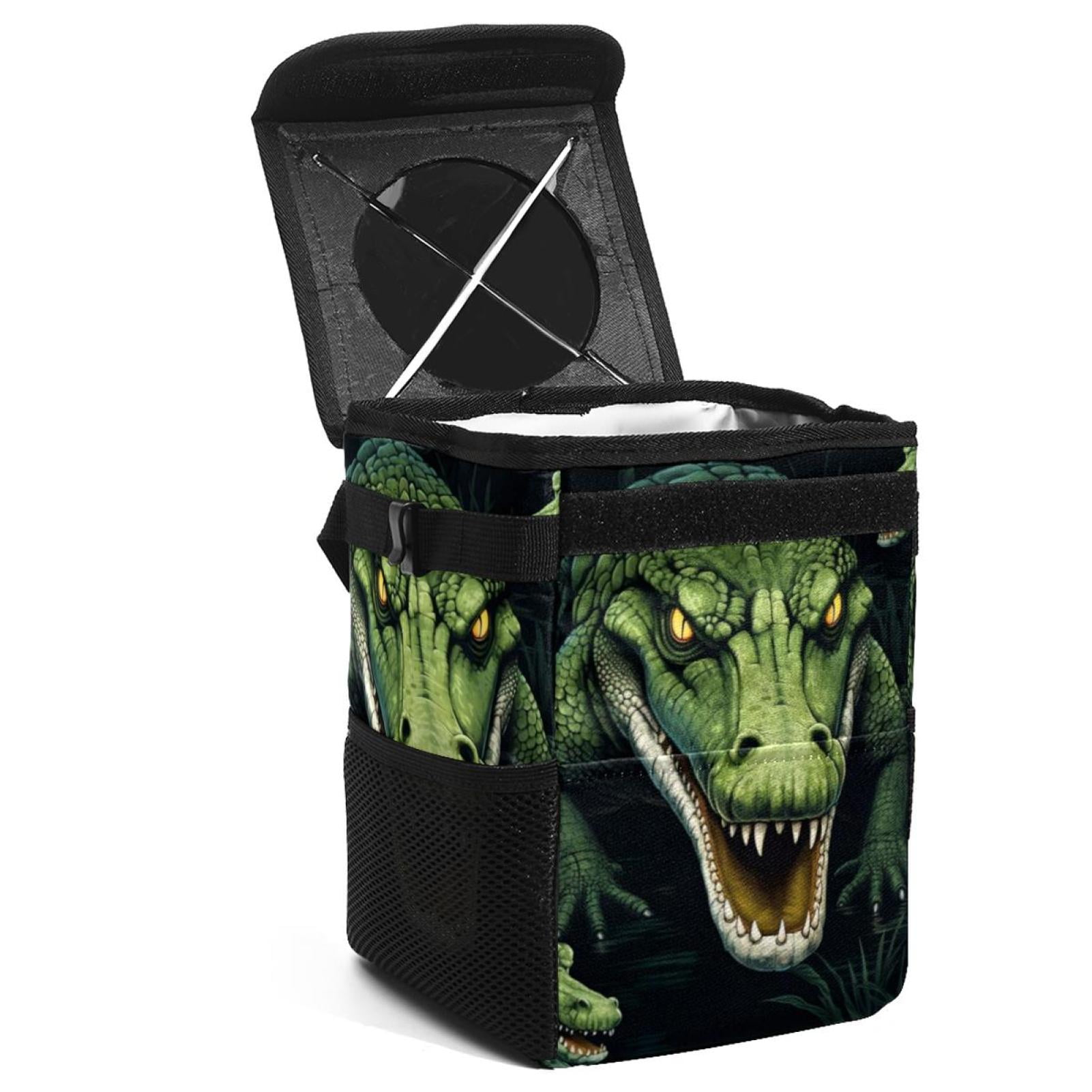 Crocodile Foldable Car Trash Bin with Lid, Leak-Proof Hanging Storage ...