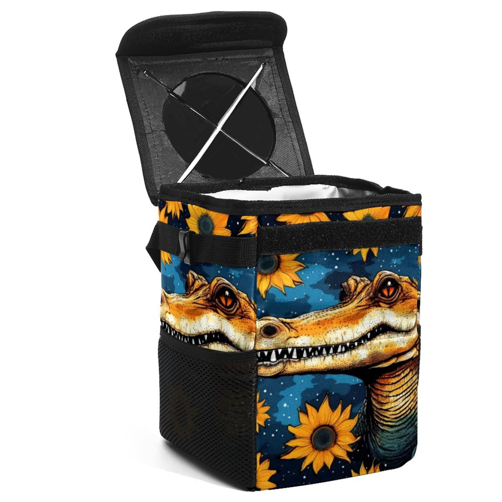 Crocodile Foldable Car Trash Bin with Lid, Leak-Proof Mini Trash Can ...