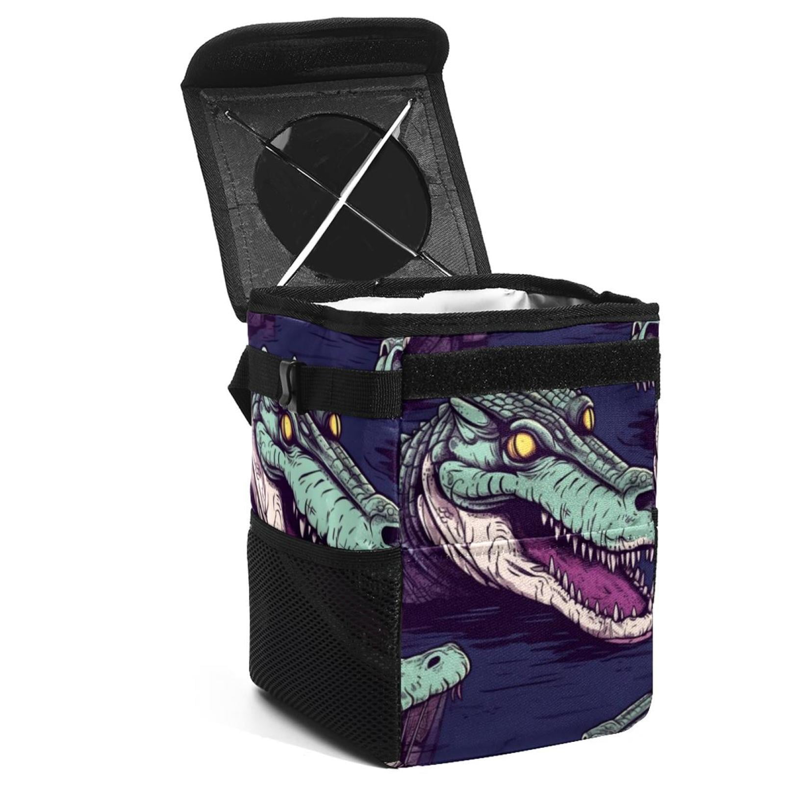 Crocodile Foldable Car Trash Can with Lid, Leak-proof Mini Garbage Bin ...