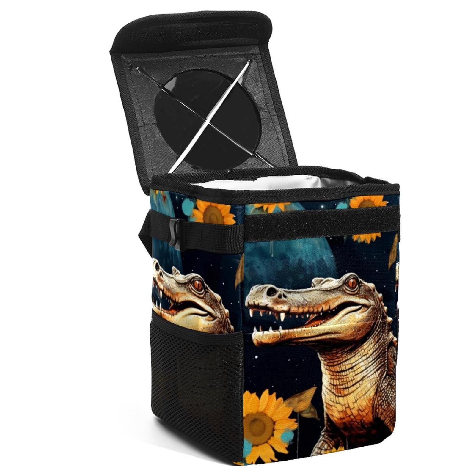 Crocodile Foldable Car Trash Can with Lid and Leak-Proof Hanging ...