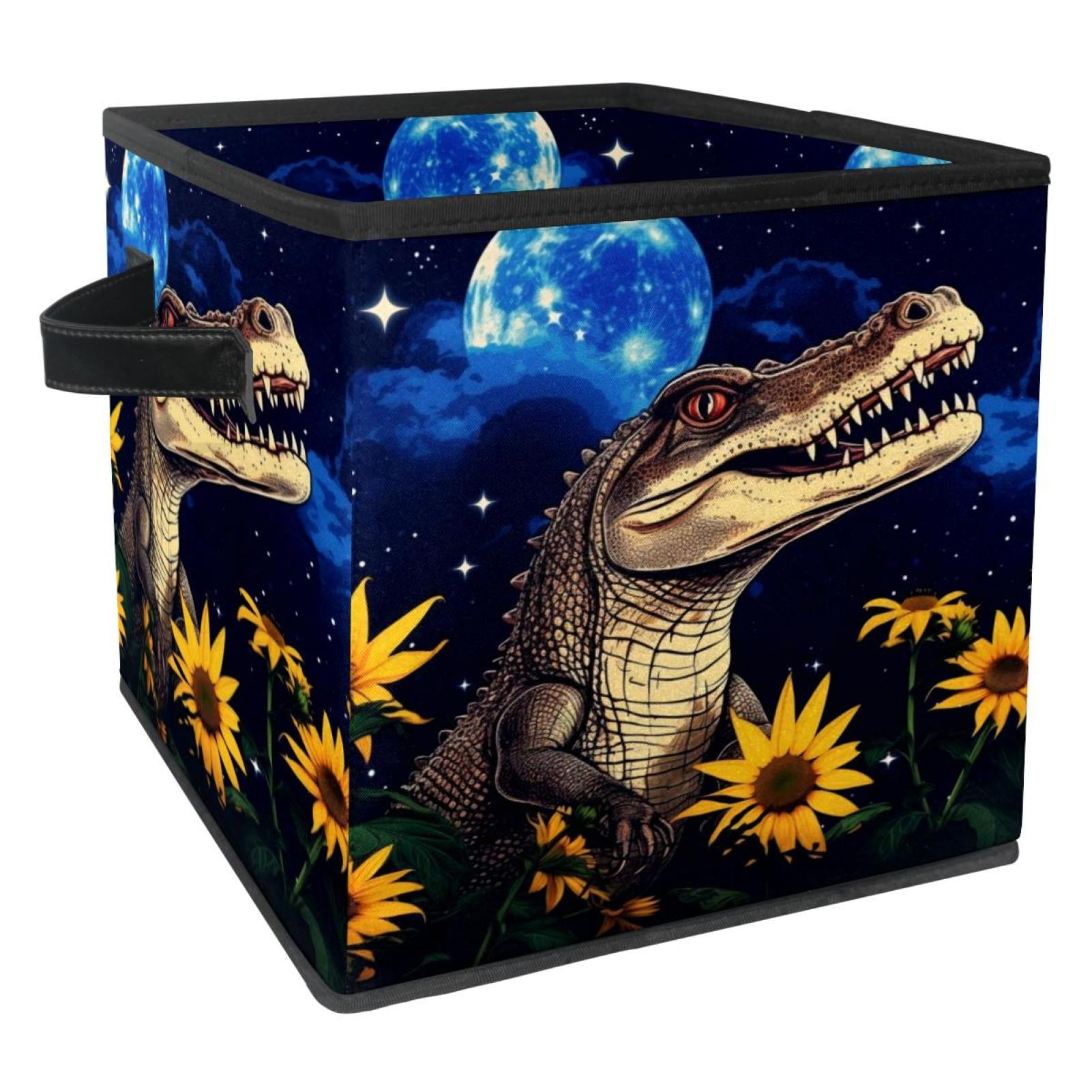 Crocodile Foldable Storage Basket with Handle, 10.8"x10.5"x10.6", Large ...