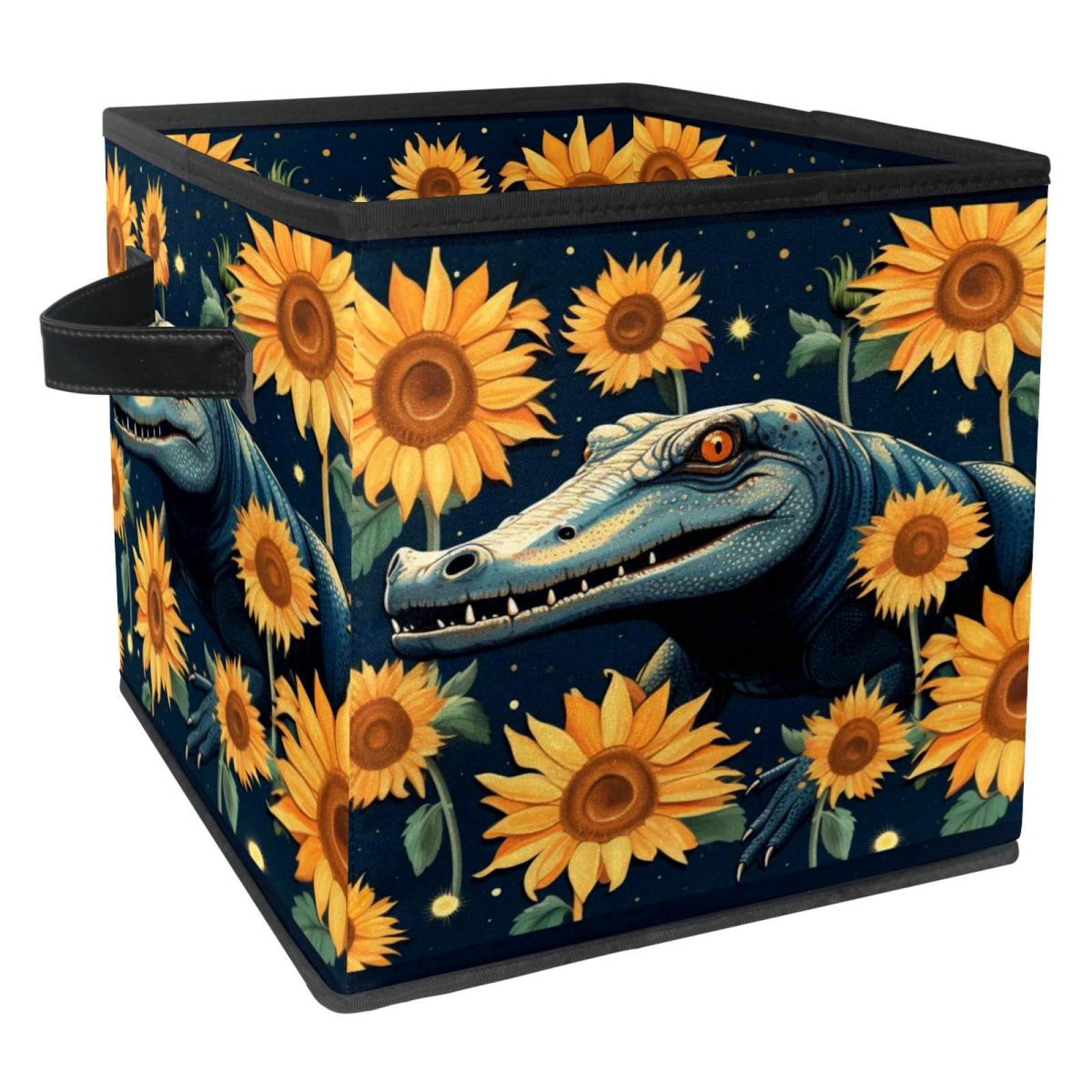 Crocodile Foldable Toy Box Storage Baskets with Handle, 10.8"x10.5"x10 ...
