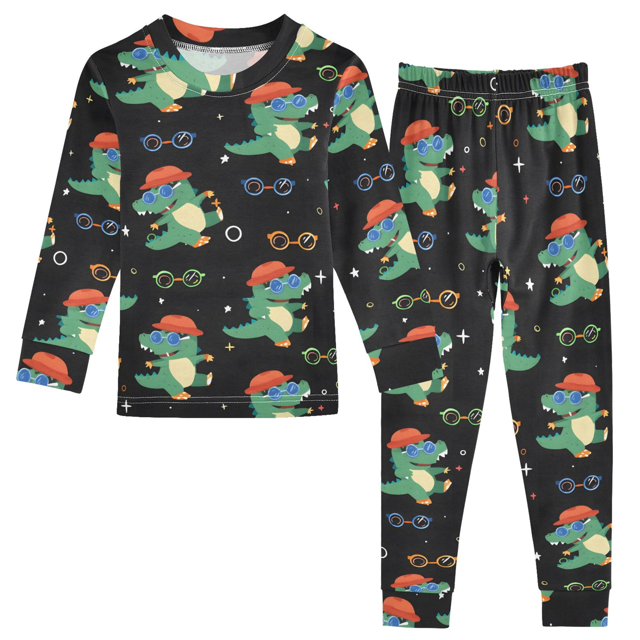 Crocodile Glasses Pattern Cotton Pajamas 2 Piece Set Sleepwear Soft and ...