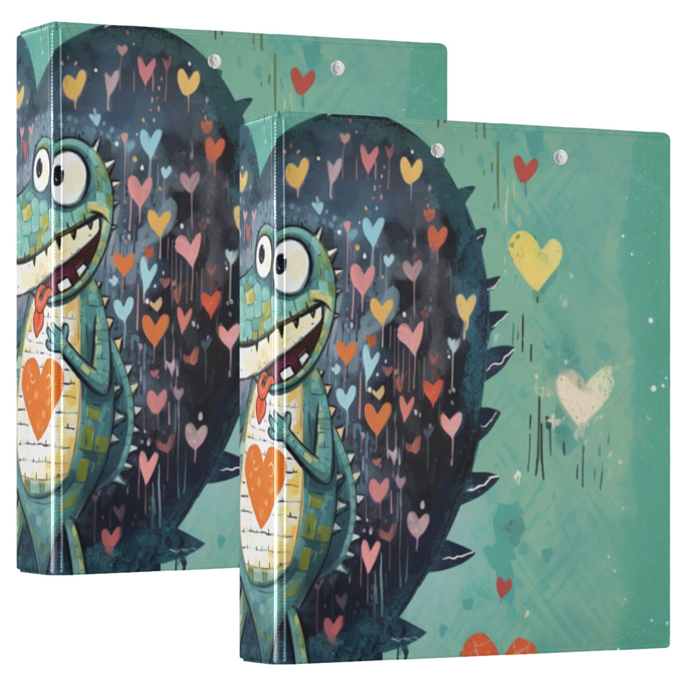 Crocodile Hearts Green 3 Ring Binders 1.5 inch Hardcover File Folders ...