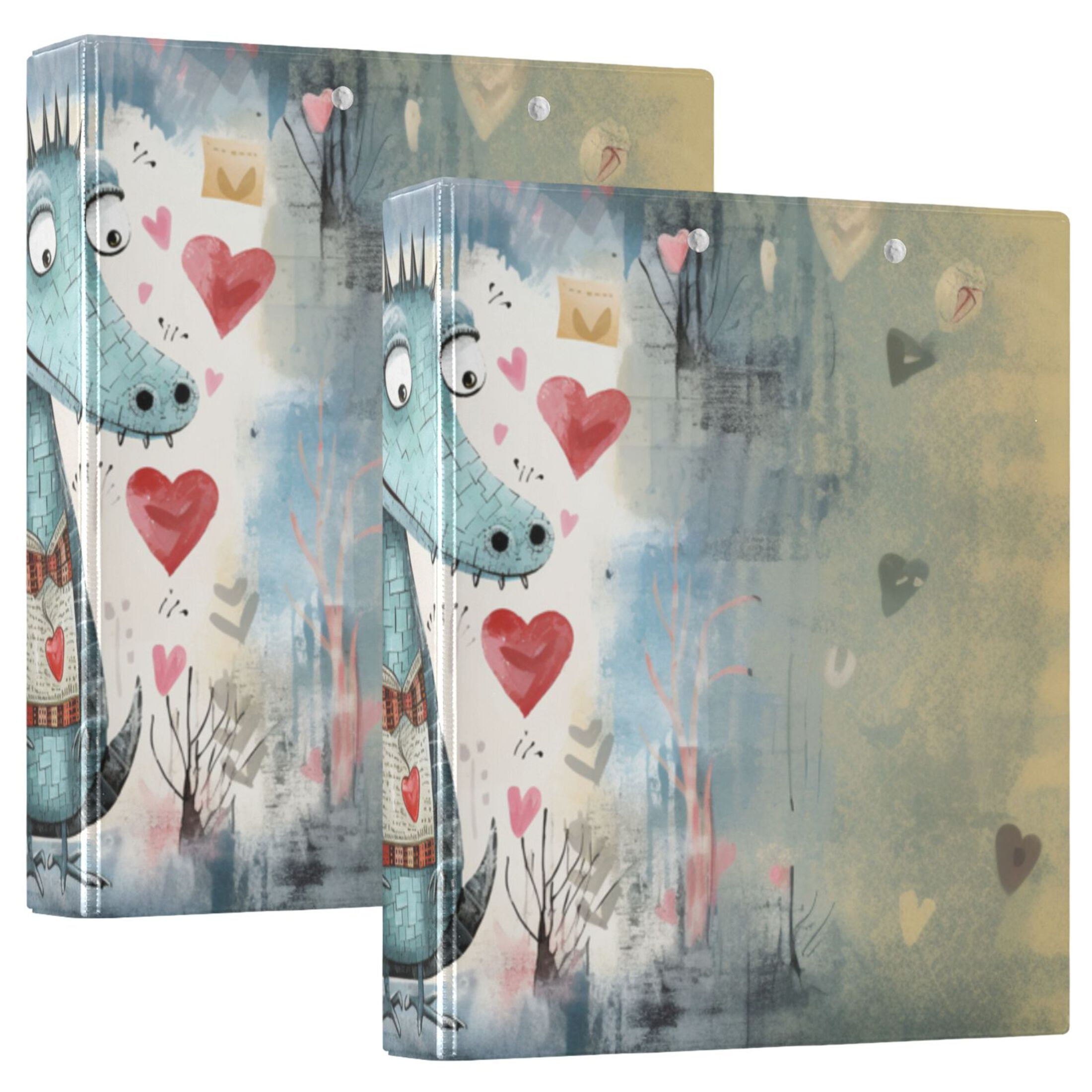 Crocodile Hearts Yellow 3 Ring Binders 1.5 inch Hardcover File Folders ...