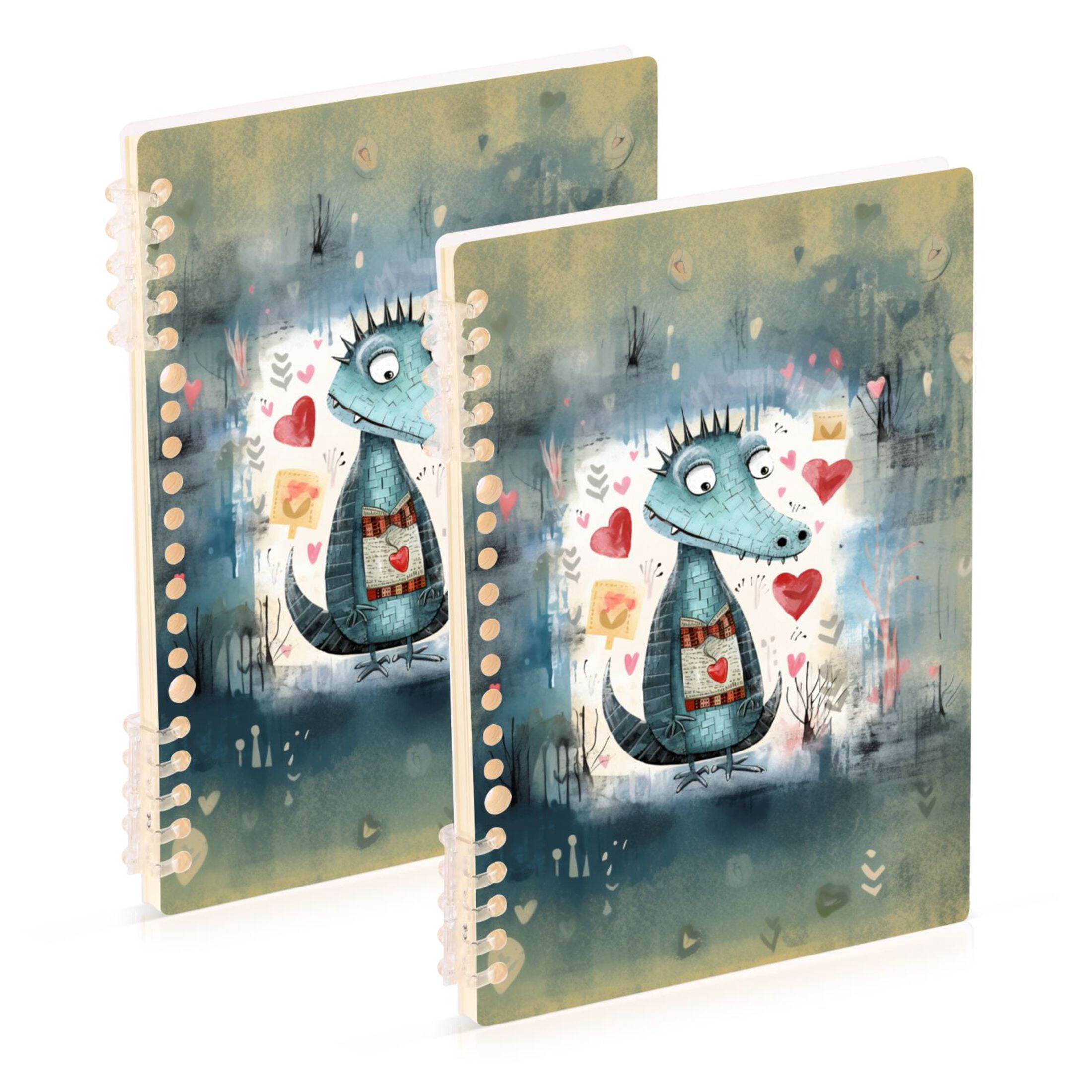 Crocodile Hearts Yellow Ring Binder Notebook Journey Note Diary College ...