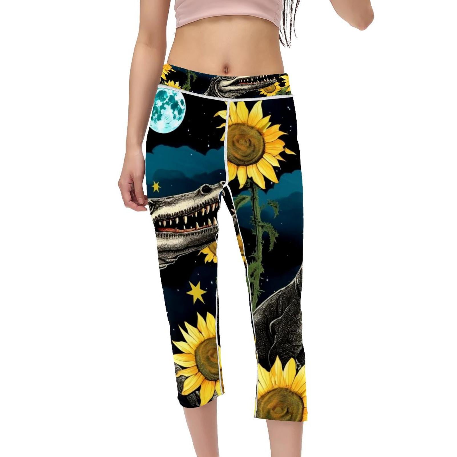 Crocodile High Waist Capris Compression Leggings for Women, Not See ...