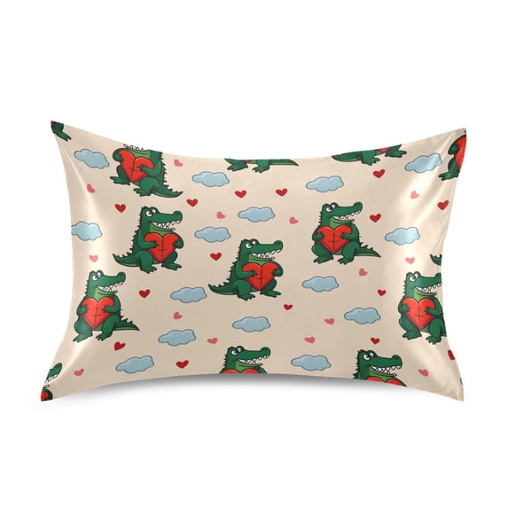 Crocodile Hugging Heart Pattern Standard Size Satin Pillowcase 20''x26 ...