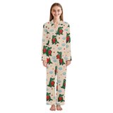 Crocodile Hugging Heart Pattern Women Pajama Set Soft Notch Collar ...