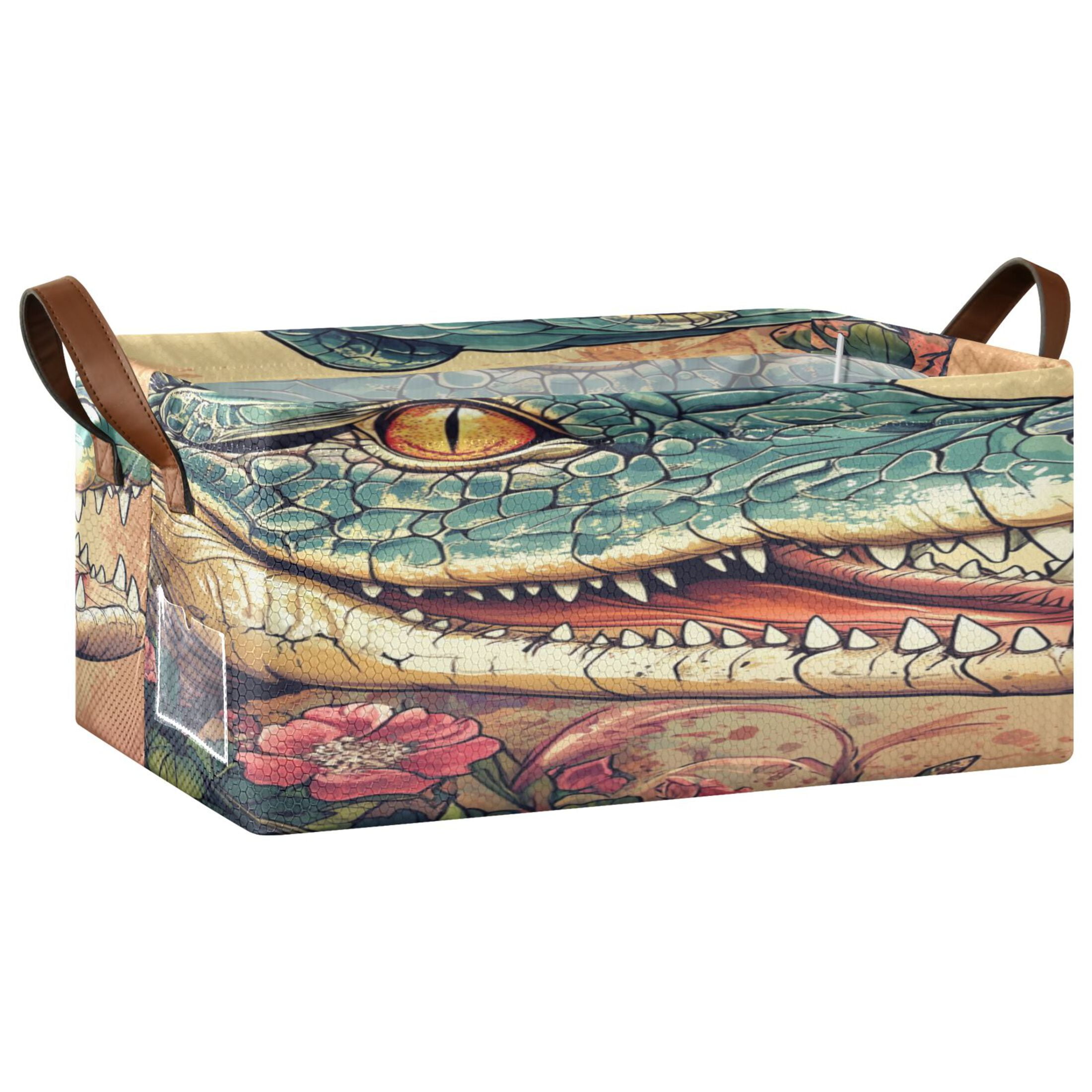 Crocodile Illustration in Realistic Style Storage Basket Soccer Plaid ...