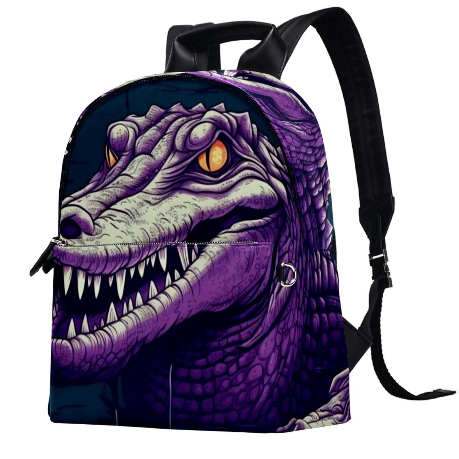 Crocodile Leather Smart Backpack for Men Women Teens Work School ...