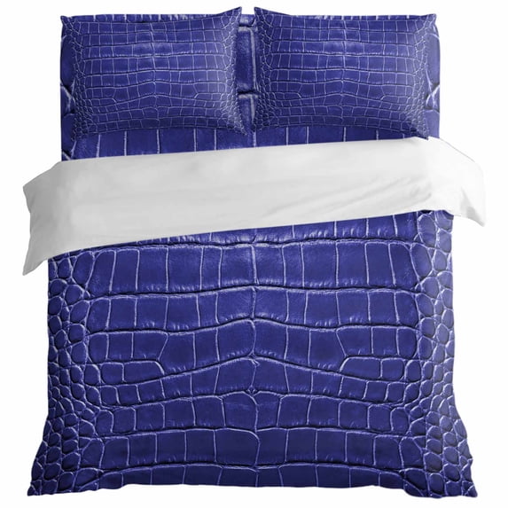 Crocodile Leather Texture Duvet Cover Set Queen Size, Luxury Navy Blue ...