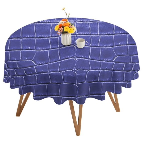 Crocodile Leather Texture Round Tablecloth 60 inches Luxury Navy Blue ...