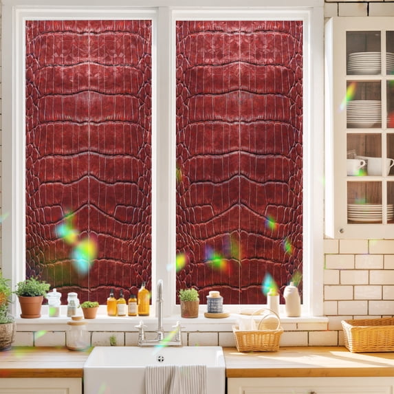 Crocodile Leather Texture Window Privacy Film Luxury Red Static Cling ...