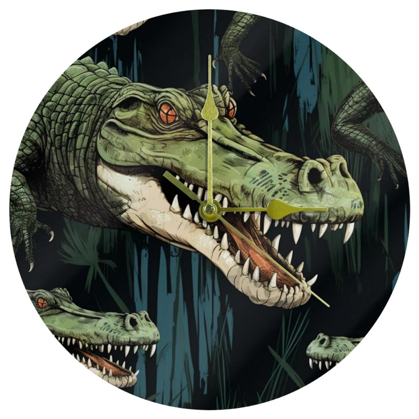 Crocodile Modern Acrylic Circular Wall Clock - Sleek Timepiece for ...