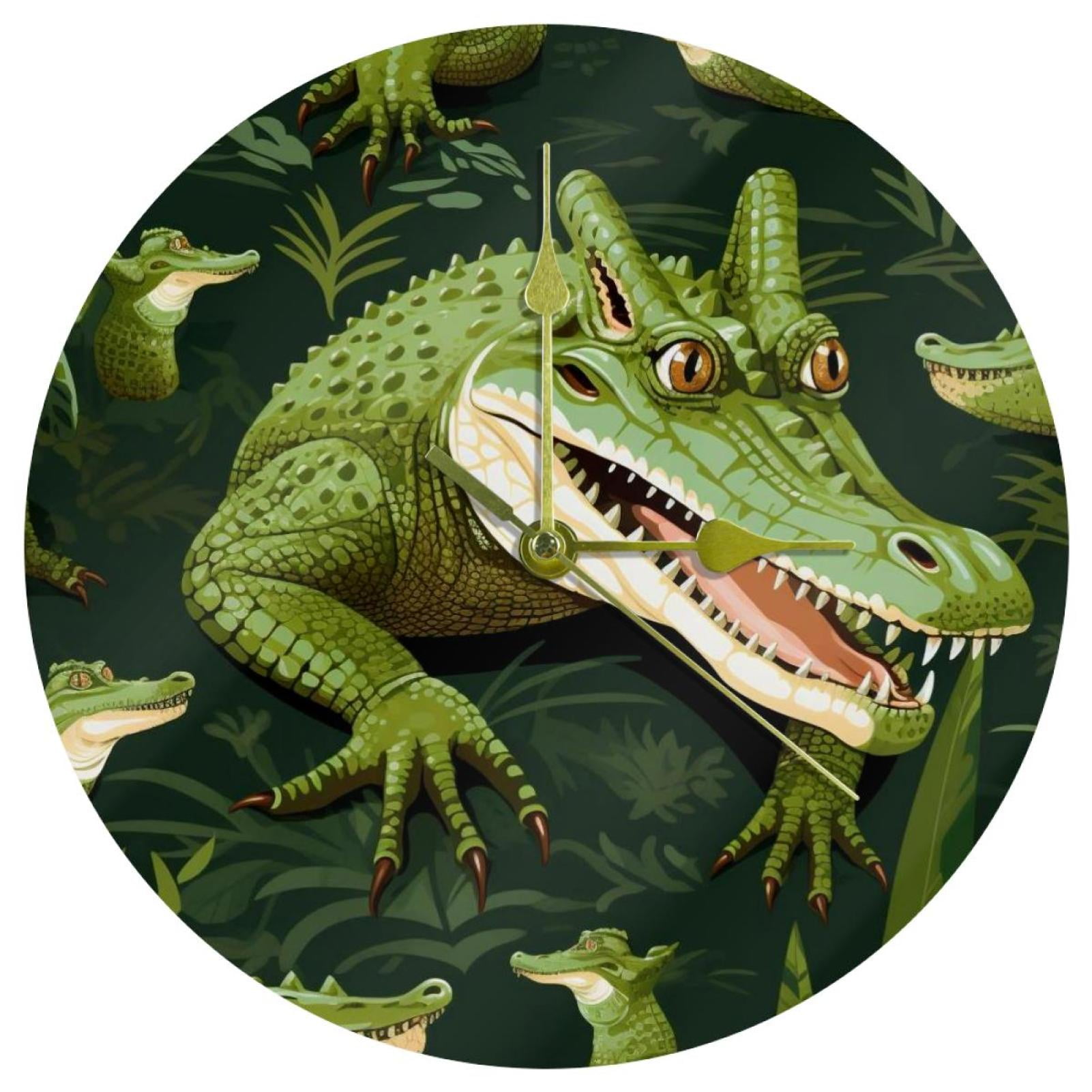 Crocodile Modern Round Acrylic 9.8 Inch Wall Clock, Silent Non-Ticking ...