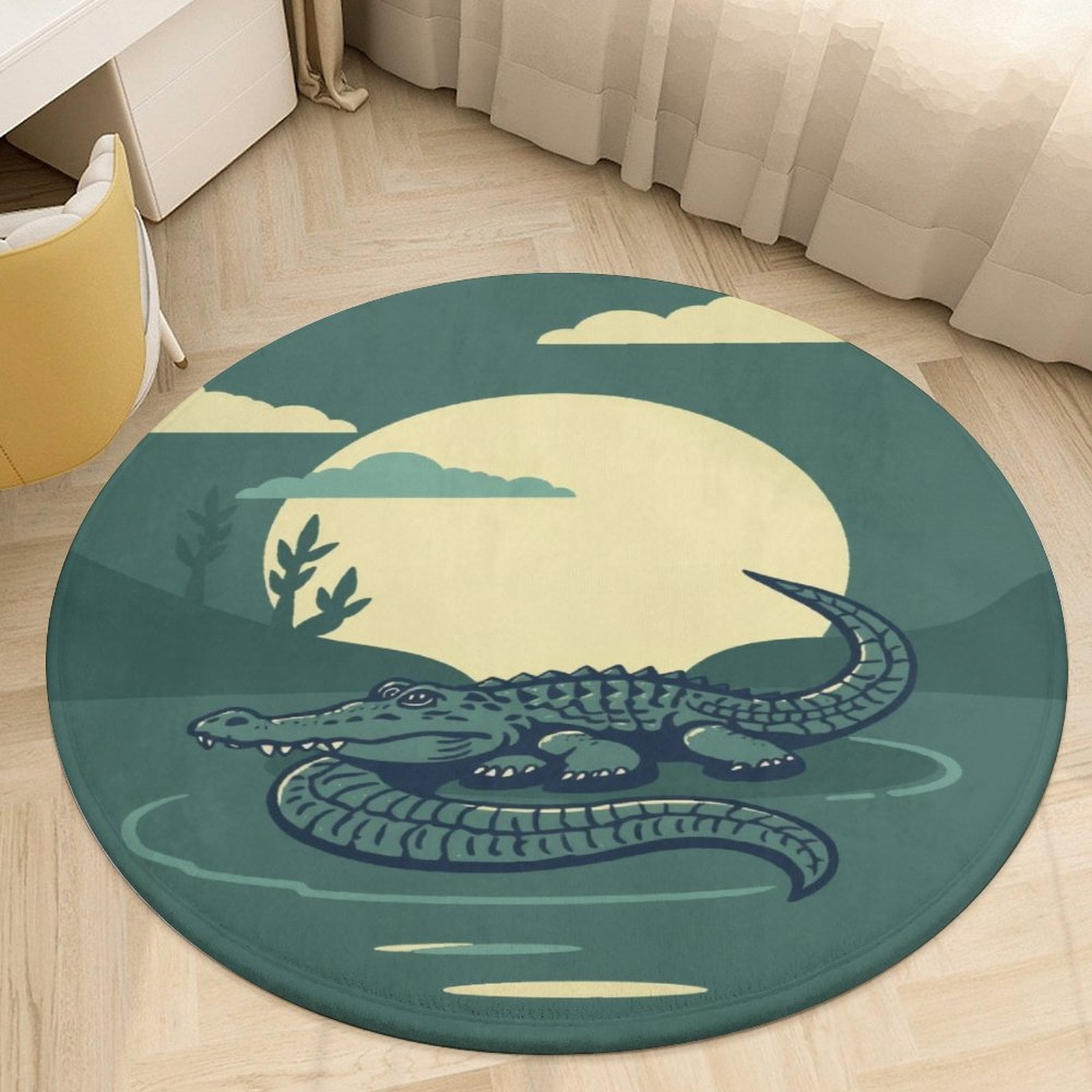Crocodile Moon Water Round Carpets Modern Living Room Ration Rugs Large Area Bedroom R Bedside ...