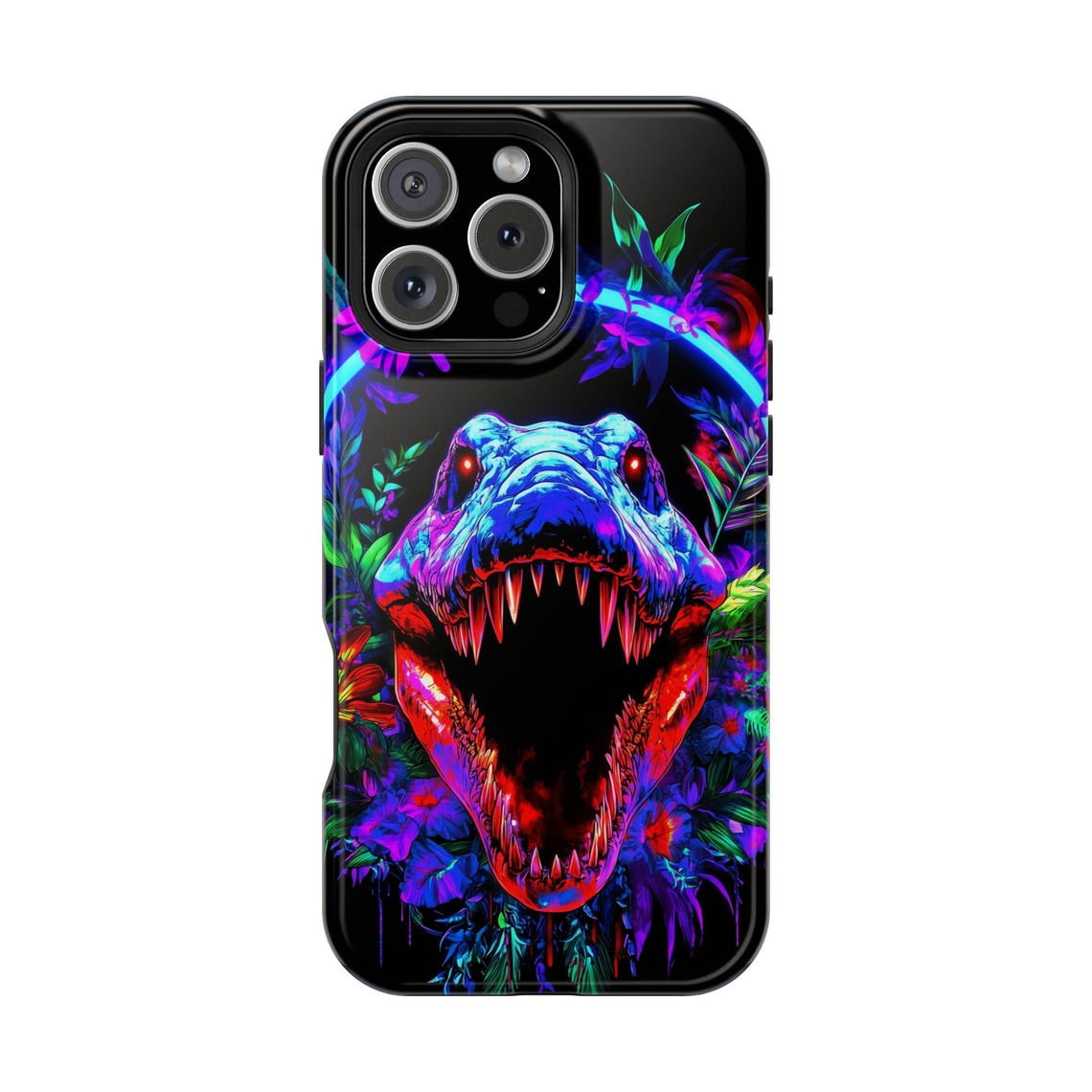 Crocodile Neon Emblem Flower Glow Urban Graphic Design Phone Case with ...